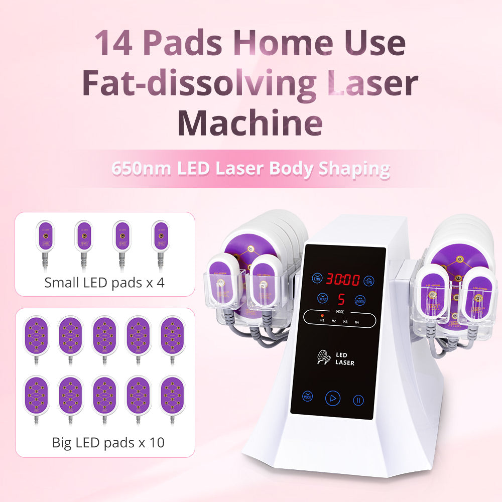 14 Pads 5mw Lipo Laser Machine 635-650nm Led Body Contouring Machine